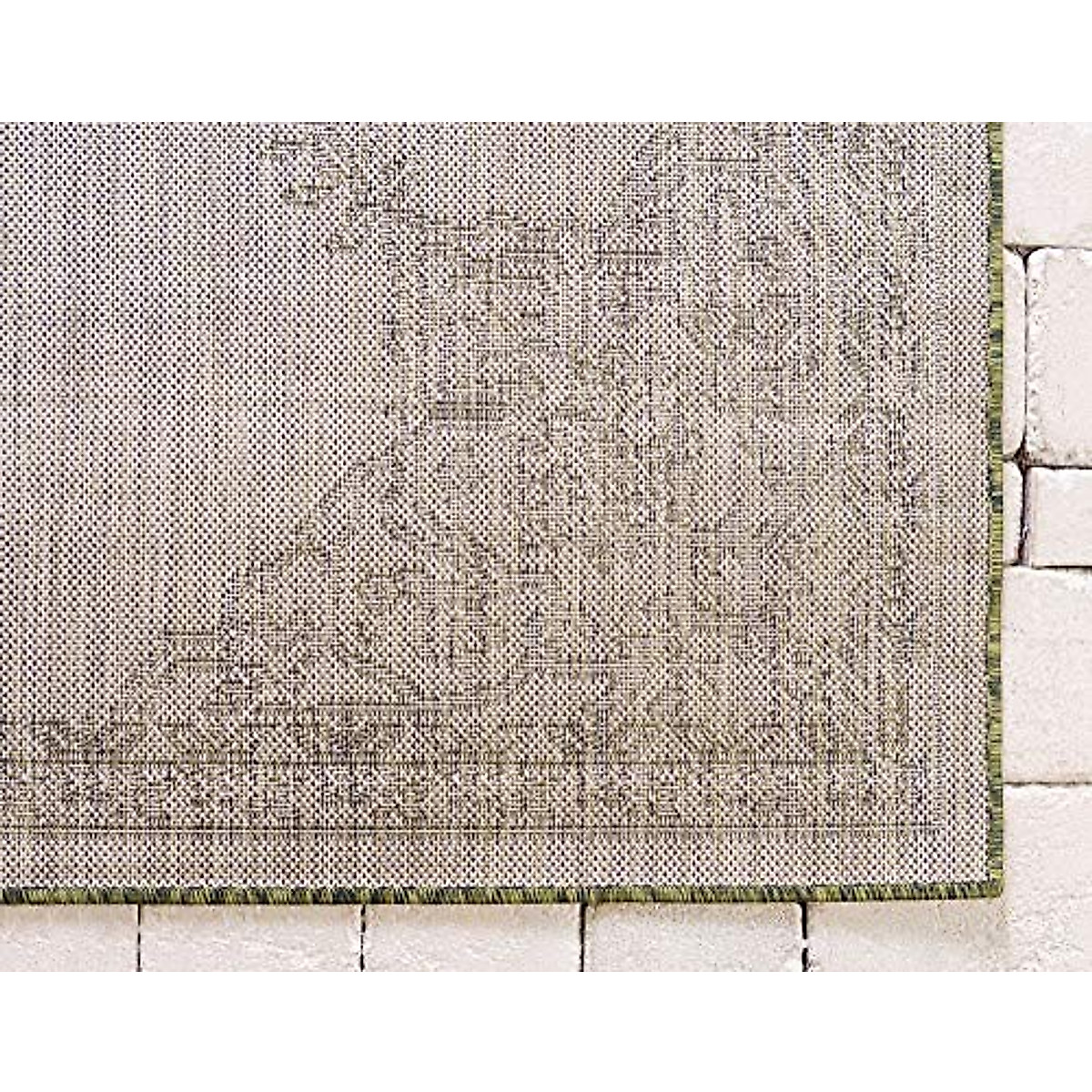 Unique Loom Collection Traditional Classic Heathered Center Medallion Indoor/Outdoor Flatweave Area Rug, Rectangular 5' 0" x 8' 0", Green/Gray