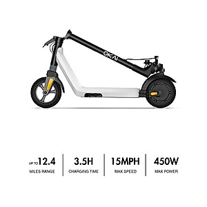 OKAI ES50B Electric Scooter | Entry-Level E Scooter - 12.4 Miles Range | 15.5mph Top Speed - Lightweight and Foldable Electric Kick Scooter for Teens, Adults & Kids