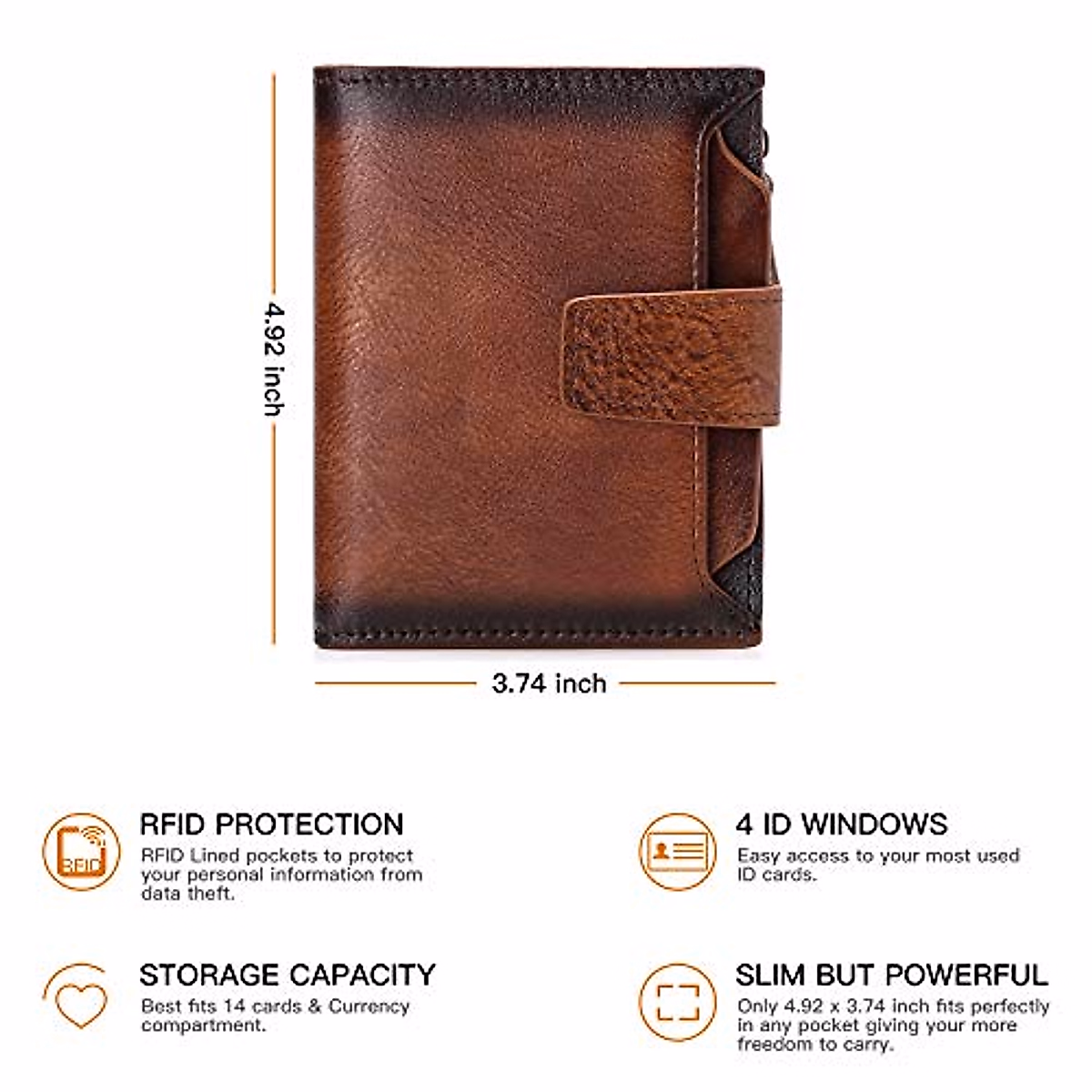 FALAN MULE Wallet for Men Genuine Leather RFID Blocking Mens Wallet with Zipper Coin Pocket ID Window