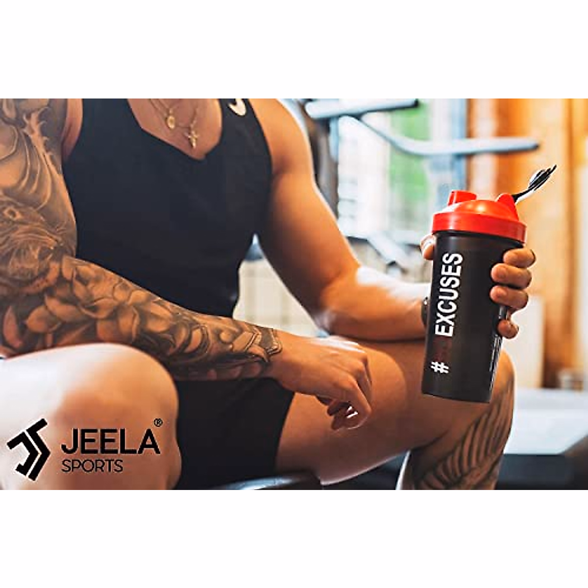 JEELA SPORTS - 2 PACK Protein Shaker Bottles for Protein Mixes With Shake Ball - 24 Oz, Dishwasher Safe Blender Shaker Bottles, Shaker Cup for Protein Shakes for Pre & Post Workout- Gifts, Gym