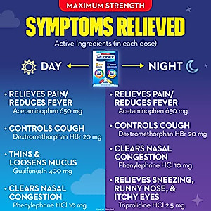Mucinex Maximum Strength Fast-Max Day Cold & Flu & Nightshift Night Severe Cold & Flu All in One, Fast Release, Powerful Multi-Symptom Relief, 20 caplets (12 Day time + 8 Night time)