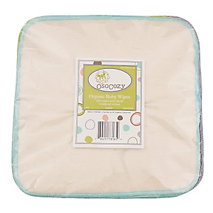 OsoCozy Organic Flannel Cloth Baby Wipes - Reusable & Washable Saves Money. 100% Unbleached Organic Cotton. Colorful Stitching. 9 x 9 Inches Each and 12 Per Package