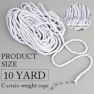 10 Yard Extra Heavy Sausage/Rope Lead Beads Weight Cord Rope Curtain Accessories for Light Weight Sheer Curtain Drapes Fabrics Weighted Tape Cording DIY Fabric Covered, (60g Per Yard)
