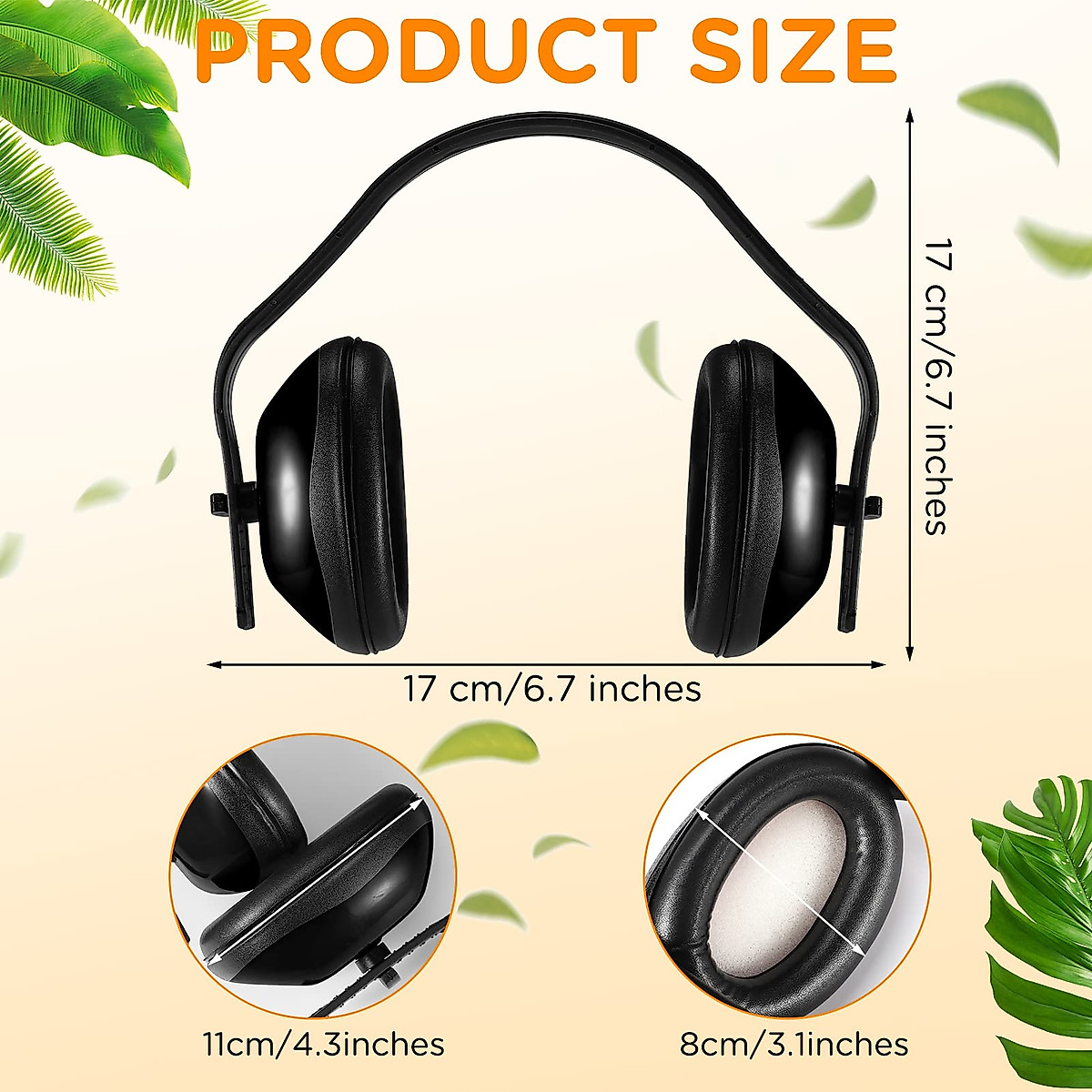 6 Pcs Adjustable Safety Ear Muff Protector Noise Reduction Ear Protection Sound blocking Earmuffs Hearing Protection Ear Muffs Noise Headphones for Hunting Shooting Construction Woodworking (Black)