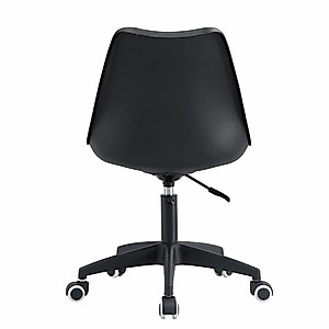 CIATRE Black Modern Home Office Desk Chairs, Adjustable 360 °Swivel Chair Engineering Plastic Armless Swivel Computer Chair with Wheels for Living Room, Bed Room Office Hotel Dining Room