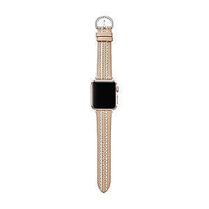 Kate Spade New York Women's Leather Apple Watch Band 38mm 40mm Color: Vachetta/White (Model: KSS0003)