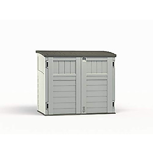 Suncast Horizontal Outdoor Storage Shed for Backyards and Patios 34 Cubic Feet Capacity for Garbage Cans, Tools and Garden Accessories, No Size, Vanilla