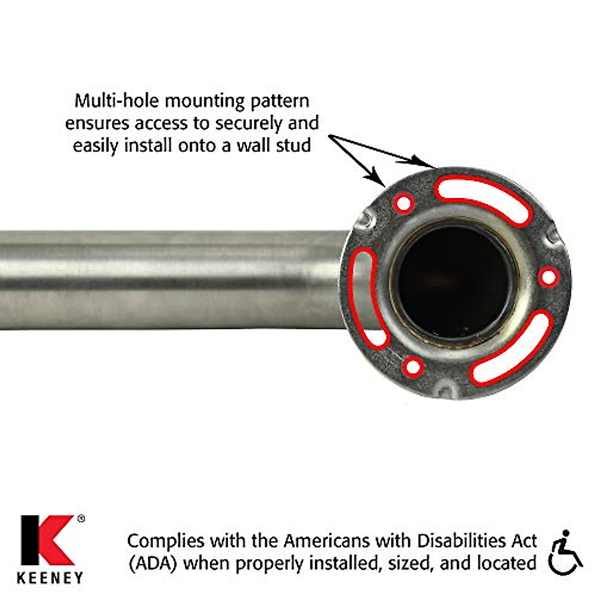 Keeney GB2022-16BN Wave Grab Bar 1.25 Dia x 16 In., Brushed Nickel