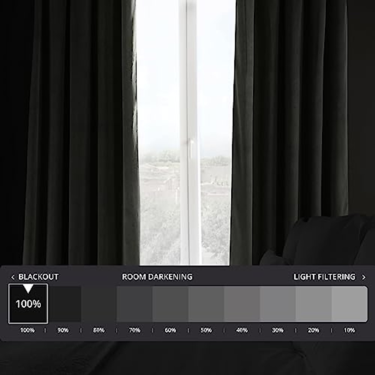 HPD Half Price Drapes Signature Blackout Velvet Curtains 96 Inches Long Heat & Full Light Blocking Blackout Curtain for Bedroom & Living Room (1 Panel), 50W x 96L, Gunmetal Grey