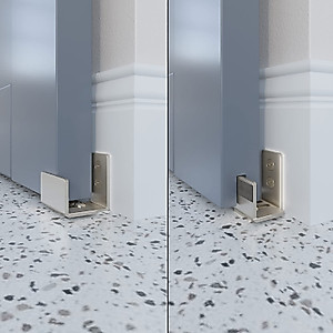 EaseLife Sliding Barn Door Bottom Floor Guide,U Shape,Flexible Adjustable Fit Distance,Flush Flat Bottom Design,Wall Mount System,for Door & Cabinet,Brushed Nickle