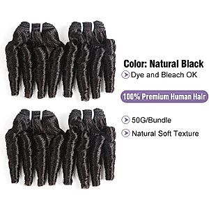 Molefi Brazilian Funmi Hair Loose Wave 4 Bundles Spiral Curl Hair Bundles Short Curly Weave 9A Unprocessed Brazilian Human Hair Extensions 50g/pc Full Head Natural Color (8 8 8 8 Inch)