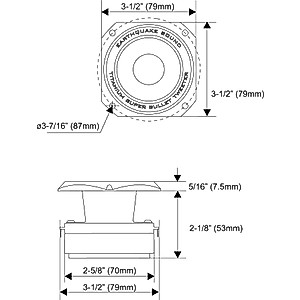 EARTHQUAKE Sound BT44S Car/Pro Audio 3.5-inch Titanium Dome Super Bullet Tweeter, 1" Voice Coil, 150W MAX, Black, Grey, Red