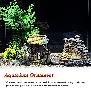 Mesee Aquarium Pirate Captain Decoration, Skeleton Seaman Landscape Fish Tank Decor, Undersea Air-driven Aquatic Ornament Decorations for Home Fishing Tank /Arts Crafts /Decorating