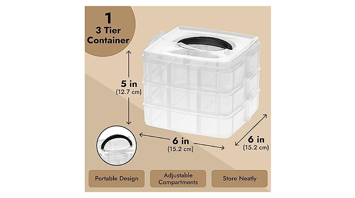 3-Tier Stackable Storage Containers for Crafts & Beads