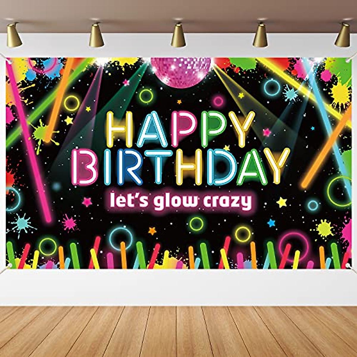 Neon Birthday Party Decorations Supplies Let Glow Party Banner Backdrop Decorations Neon Glow Themed Birthday Party Photo Booth Props Sign Supplies Indoor and Outdoor