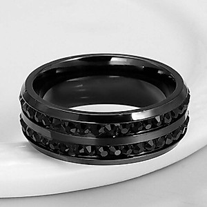LOVERSRING Couple Ring Bridal Set His Hers Black Stainless Steel 10k Black Wedding Ring Band Set