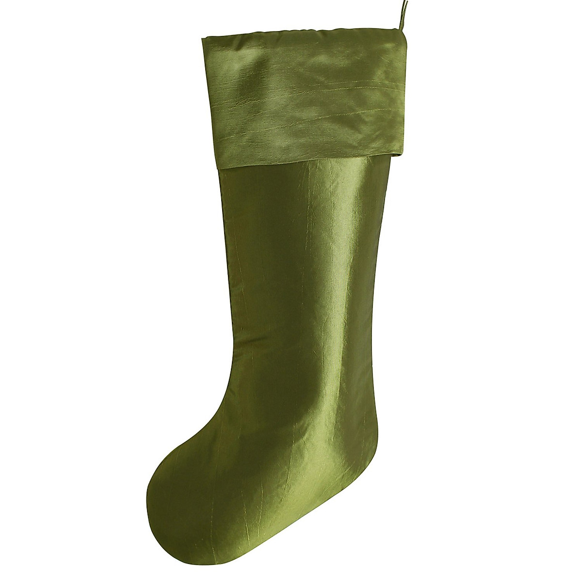 Gireshome Green Pure Hand Diamond Pintuck Faux Silk Cuff Fashionable Christmas Stocking Xmas Tree Decor Festival Party Ornament 10"x18"