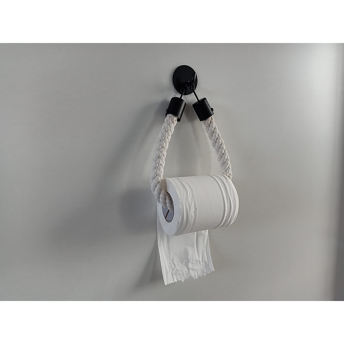 WONQEXZ Hand Towel Holder,Toilet Roll Holder,Self Adhesive Toilet Paper Holder Wall Mount - Nautical Cotton Rope Tissue Holder - No Drill Toilet Paper Holder