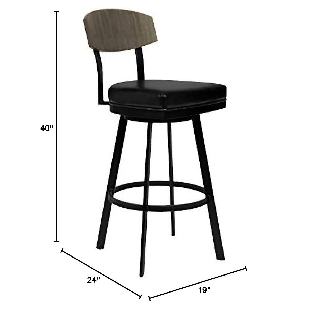 Armen Living Frisco Bar Stool, Height, Black