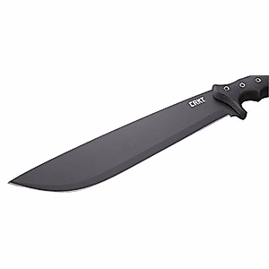 CRKT Chanceinhell Fixed Blade Machete: 12 Inch Black Powder Coated Carbon Steel Drop Point Blade with Nylon Sheath for Survival, Hunting, and Camping K910KKP
