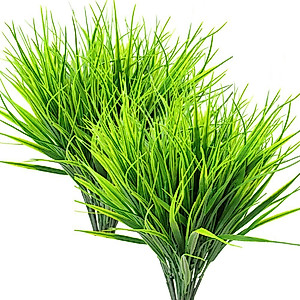 8 Pcs Artificial Outdoor Plants, Fake Plastic Greenery Shrubs Wheat Grass Outdoor Window Box Verandah Hanging Planter Indoor Outside Home Garde