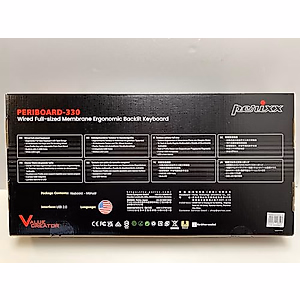 Perixx PERIBOARD-330B, Wired Ergonomic Keyboard with Adjustable Wrist Rest, Illuminated Keys, and Membrane Low Profile Keys, 2 Extra USB Ports, US English Layout