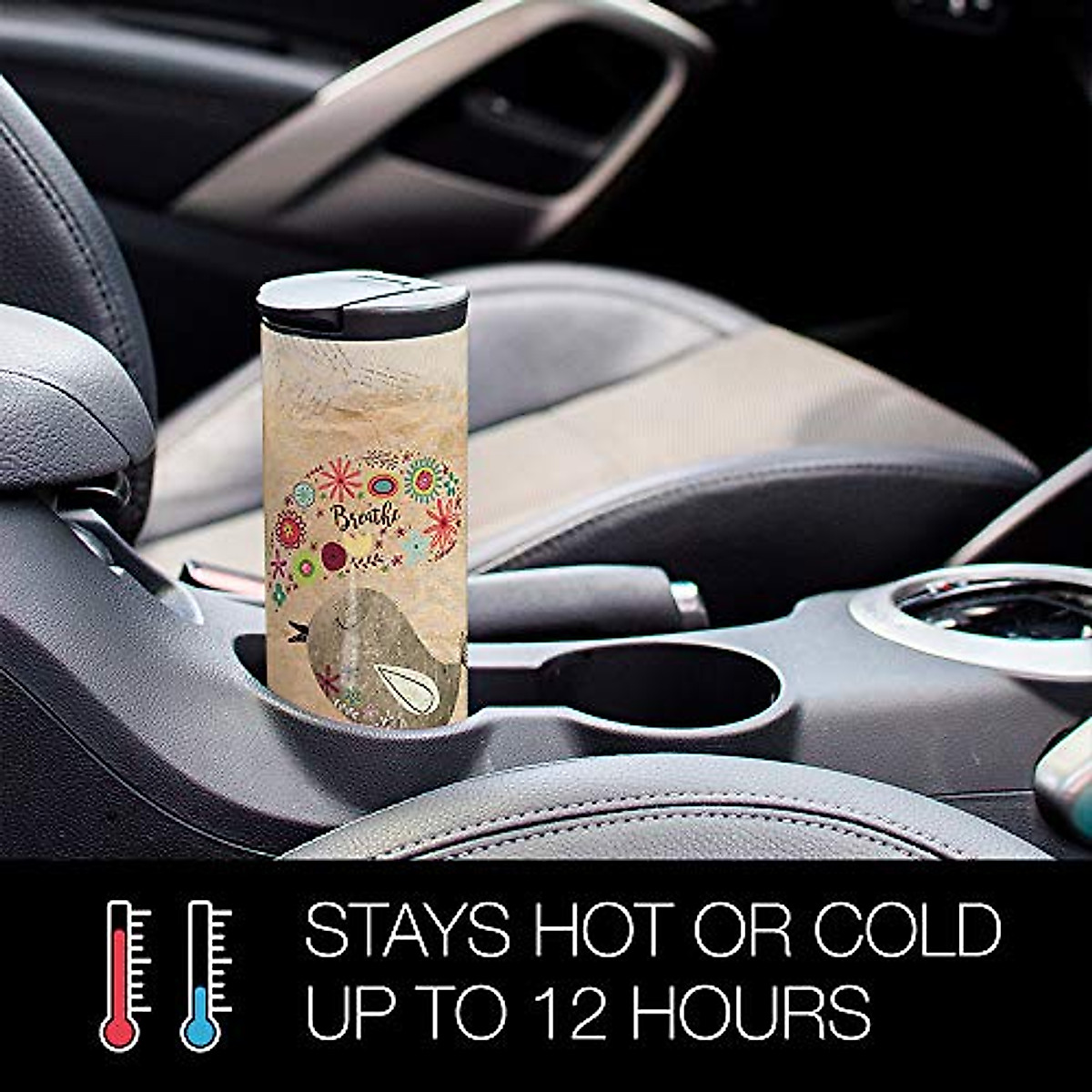 Tree-Free Greetings Good Morning Vacuum Insulated Travel Coffee Tumbler, 17 Ounce Stainless Steel Mug, Cute Inspirational Bird Lover Gift