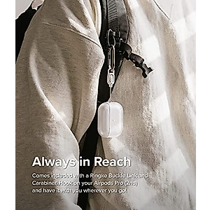 Ringke Layered Case [Scratch Resistance] Compatible with AirPods Pro 2 Case, Shockproof Cover with Carabiner Designed for AirPods Pro 2nd Generation - Matte Clear