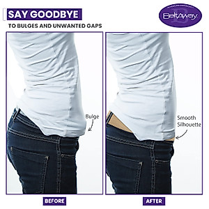 BELTAWAY Easily Adjustable No Show Elastic Belts for Women – Invisible, Flat Buckle, Buckleless Stretch Belts Soft, Non-Slip – Ideal for Jeans, Pants– Elastic, Flat Front –1.5" Width Blk-White, 16-4X