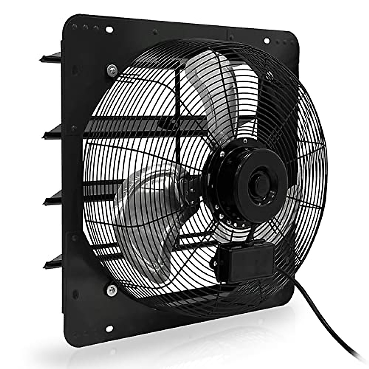 VENTISOL 18 Inch Shutter Exhaust Fan Wall Mounted, Aluminum with 1.65 Meters Power Cord Kit,High Speed 2500CFM, Ventilation Fan for Garage,Greenhouse,Attic,Shed,Shop,Black