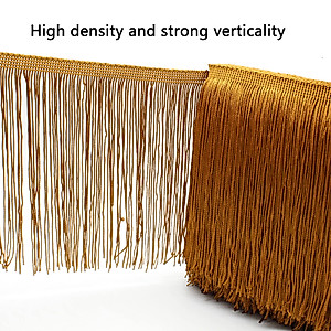 Dortrue 10 Yards of 8" Brown Fringe Trim Tassel Sewing Trim for Clothes Accessories Latin Wedding Dress DIY Lamp Shade Decoration