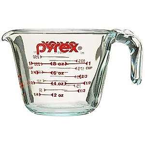Pyrex Prepware 1-Cup Measuring Cup, Clear with Red Measurements