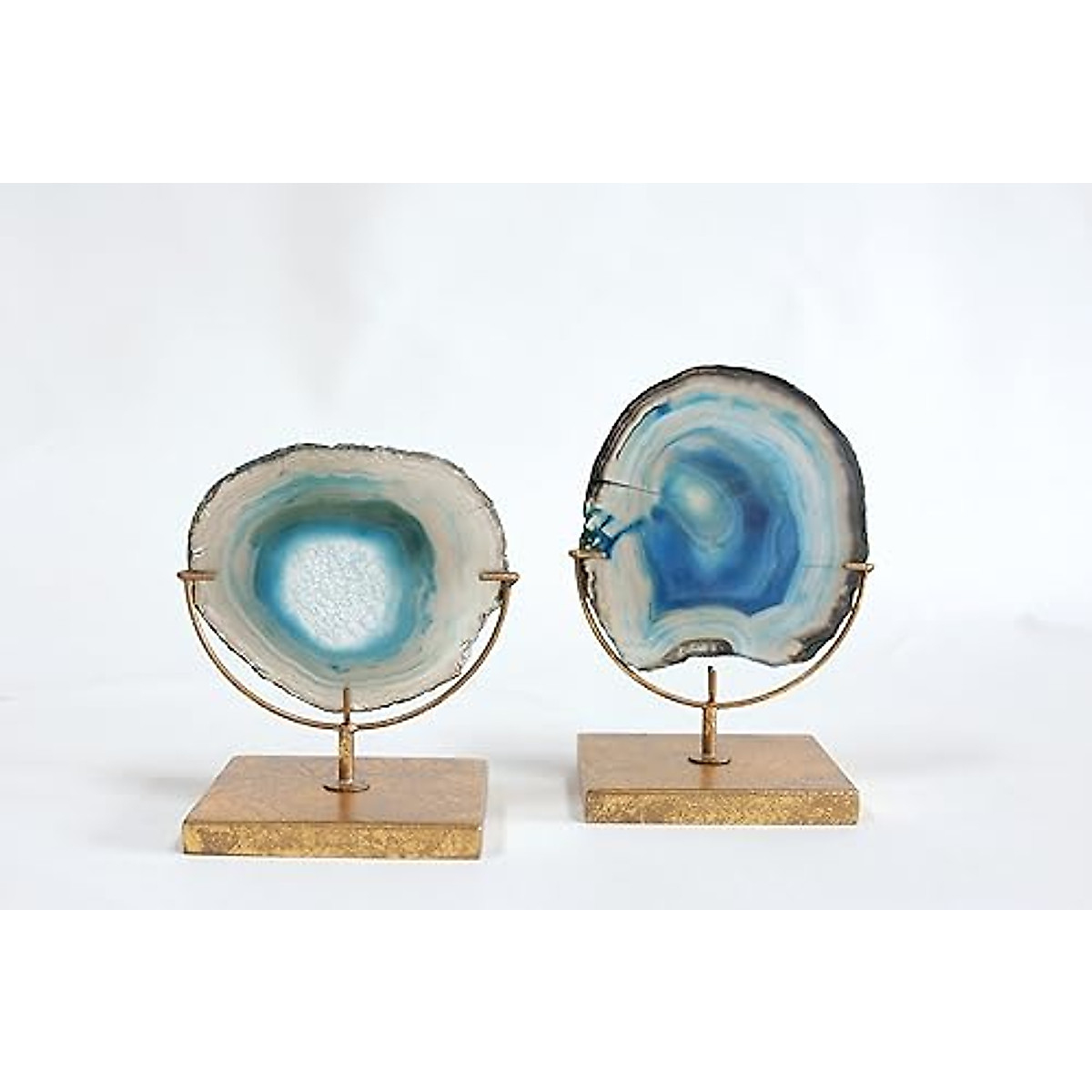 Decorative Agate Stone Slice on Metal Stand