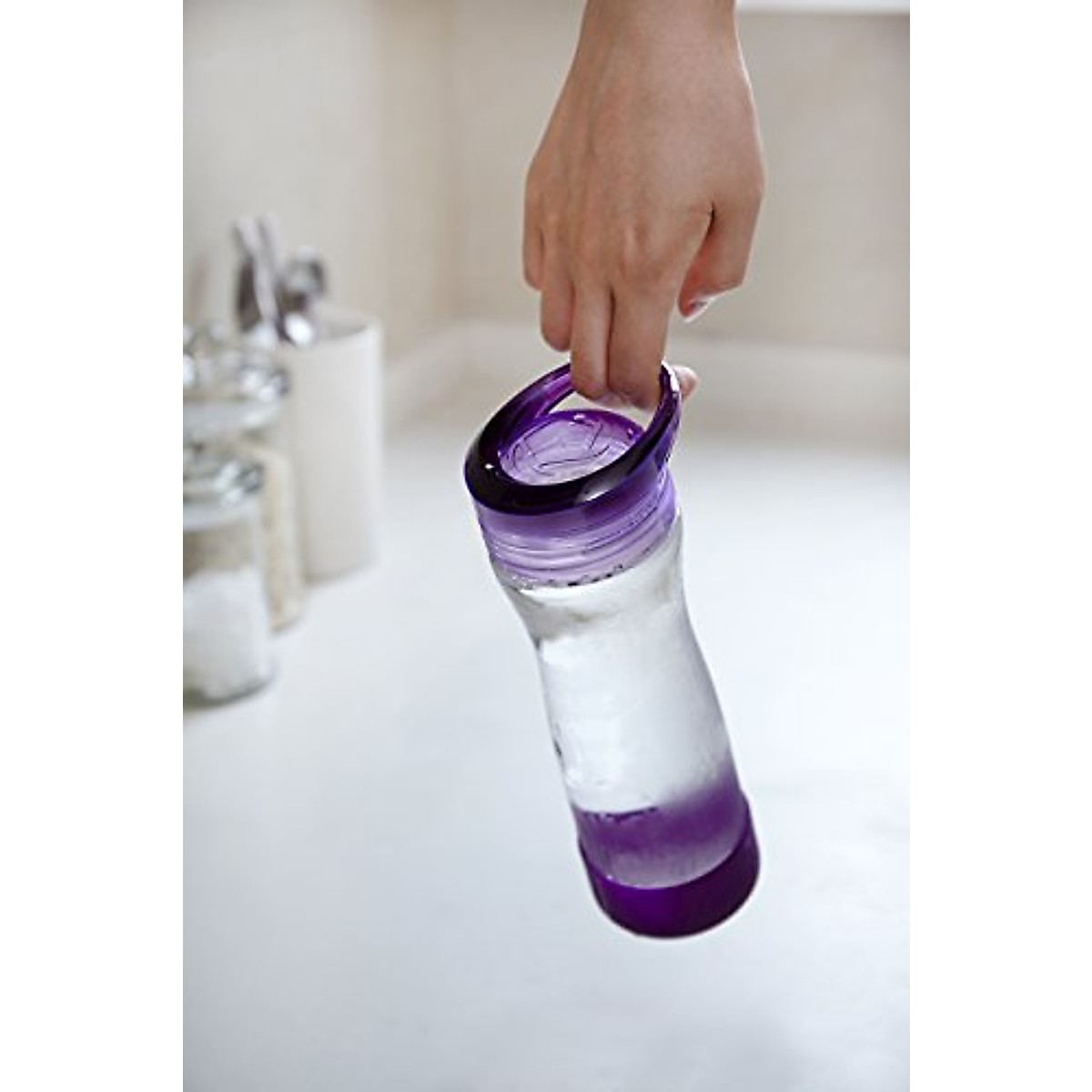 Full Circle Hydrate Mate 16-Ounce Glass Travel Water Bottle, Elderberry