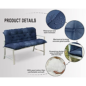COSNUOSA Swing Replacement Cushions Waterproof Porch Swing Cushions 2-3 Seater Outdoor Swing Cushions for Outdoor Furniture Navy 60x40 Inches
