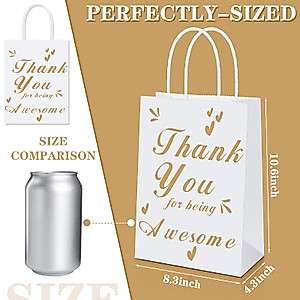 PerKoop 24 Pieces Employee Appreciation Gift Bags Bulk Thank You for Being Awesome Gift Bags with Handles Kraft Housekeeping Week Gifts for Colleague Employee Nurse Coworker Teacher(White)