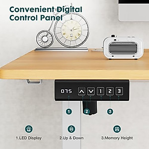 SMUG Standing Desk, Adjustable Height Electric Sit Stand Up Down Computer Table, 63x24 Inch Ergonomic Rising Modern Lift Motorized Gaming Desktop Workstation for Work Home Office, Natural