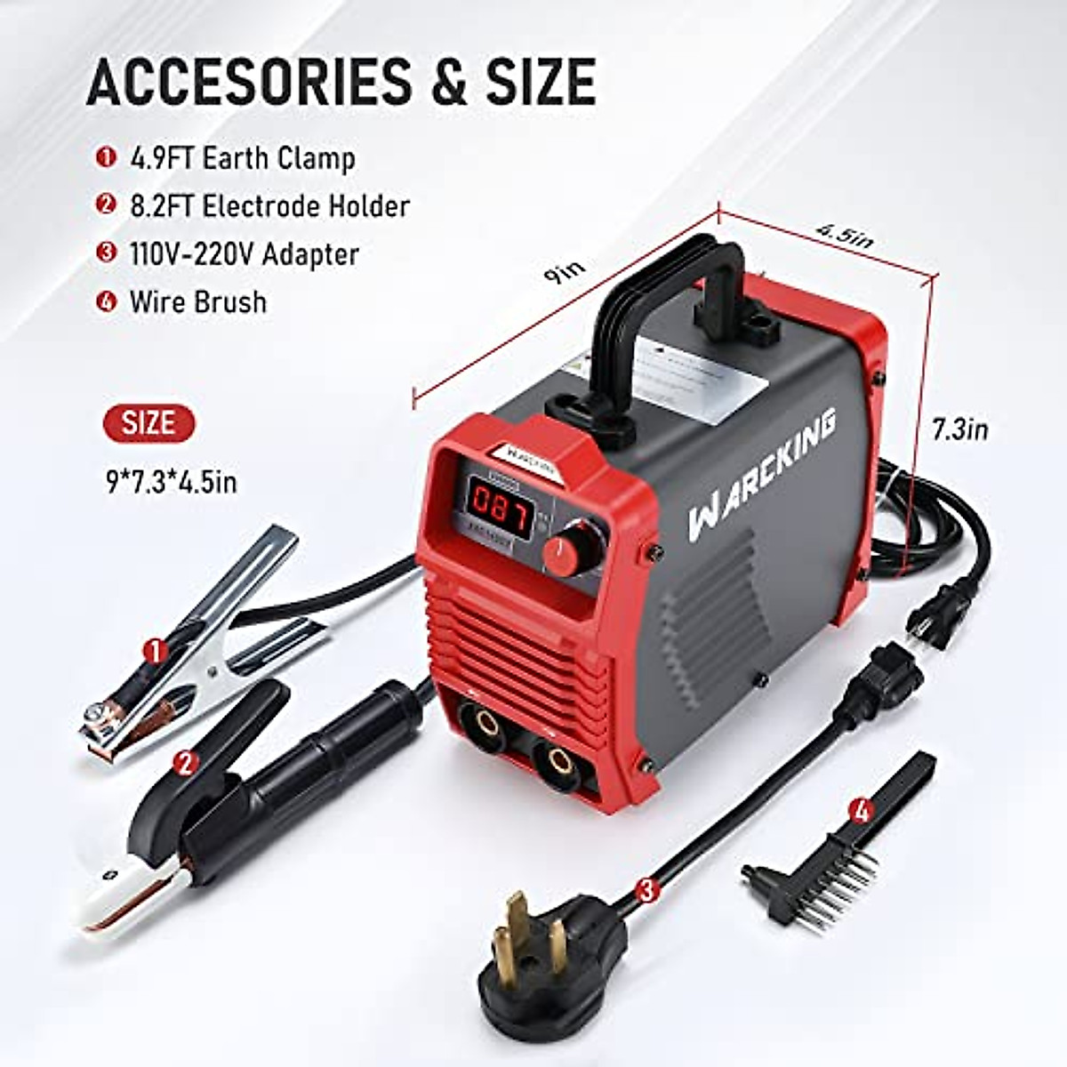 WARCKING 140A Digital Stick Welder, 110/220V Dual Voltage IGBT Inverter ARC Welding Machine, Mini Portable MMA Welder Machine with Hot Start and Anti-Stick