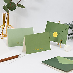 Crisky Shade of Sage Green Thank You Cards (25 Pack) with Craft Envelopes & Stickers Greeting Cards Bulk for Birthday, Baby Shower,Bridal Shower, Wedding, Graduation