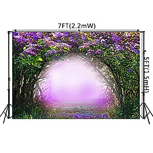 AOSTO 7x5ft Fairytale Wonderland Magical Forest Backdrop for Girl Baby Shower Birthday Party Decorations Enchanted Garden Theme Photo Background Spring Purple Flowers Backdrop photo studio prop w-2269