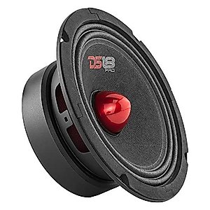 DS18 PRO-GM6.4B Loudspeaker - 6.5", Midrange, Red Aluminum Bullet, 480W Max, 4 Ohms,1.5" Kapton VC Premium Quality Audio Door Speakers for Car or Truck Stereo Sound System (1 Speaker)