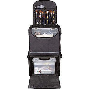 ArtBin 6922SP Tote Express Rolling Portable Art Craft & Sewing Storage Organizer Bag with Wheels-Fits Sewing Machine, 0, Black/Aqua