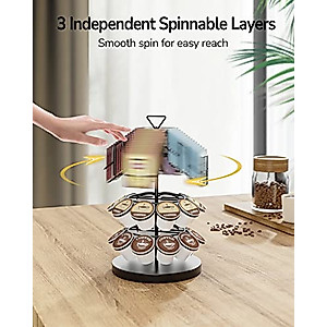 ULG Coffee Pod & Tea Bag Organizer Carousel Stand, K Cup Holder, Organizes 20 K-cups for Keurig and 60 Tea Bags - Coffee Bar Accessory for Kitchen Office, Countertop or Coffee Station Storage, Black