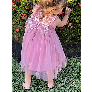 Baby Girls Layered Butterfly Tulle Tutu Dresses Toddler Cotton Tutu Sleeveless Princess Dress(Dark Pink, 5 Years)