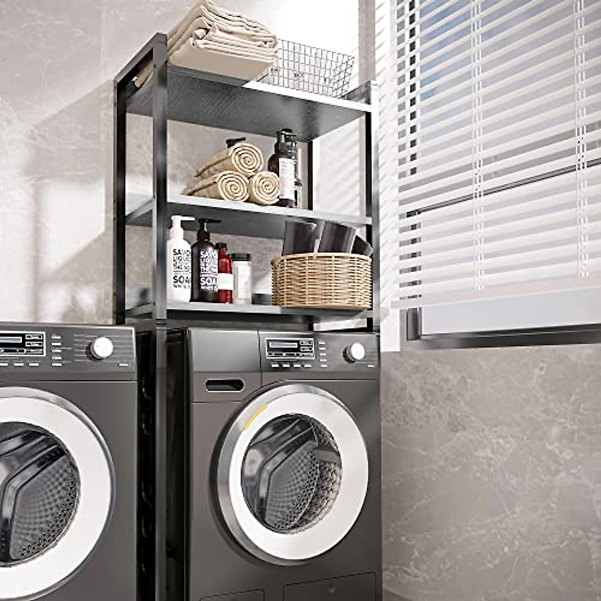 ODIKA Over The Toilet Storage, 3-Tier Over-The-Toilet Space Saver Organizer Rack, Freestanding Bathroom Organizer, Gray