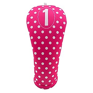 Women's Hot Pink & White Polka Dots Driver 460cc Club Headcover Handmade by BeeJos