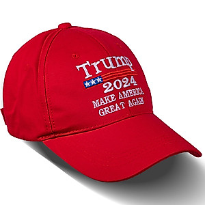 2024 MAGA Hat Make America Great Again Hat, Slogan with USA Flag Cap Adjustable MAGA Hats for Men wonen Baseball Cap (Cotton, Red)