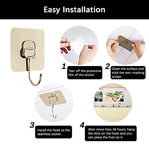 Fruit Basket Hammock Under Cabinet Adhesive, Woven Vegetable Hanging Basket, Fruit Storage for Kitchen with Banana Hooks, Mesh Fruit Holder Organization for Home Dining Room Decor