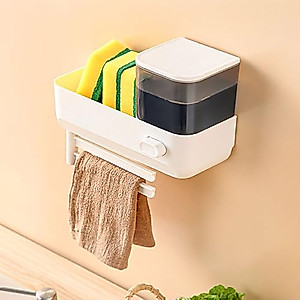 XUZHID Storage Rack,Multifunctional Sink Organiser Kitchen Soap Dispenser and Storage Rack with Drainage Systems Dishwashing Liquid Holder