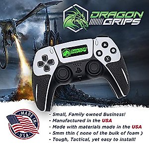 Dragon Grips Controller Grips for PS5 Controllers Textured Skin kit for Playstation 5 Dualsense. Haptic Compatible Gaming Controller Grip Skins for Buttons, triggers, D-pad Black 22 pcs (Single Unit)